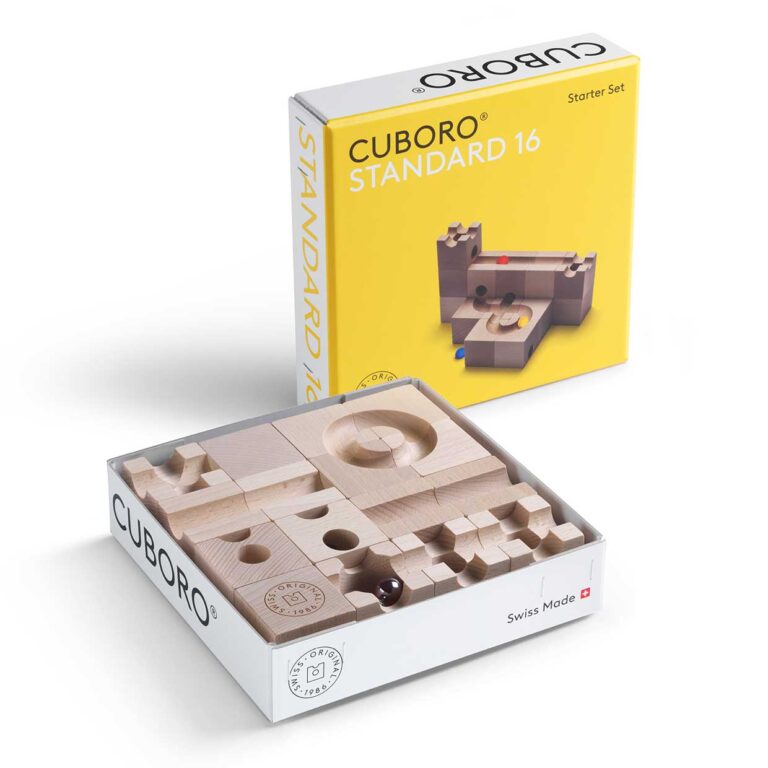 Cuboro Standard 16: wooden marble run discover here